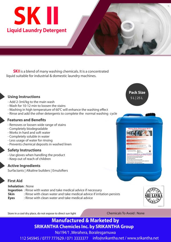SK2 HeavyDuty Detergent 5L [ Liquid ] – SRIKANTHA International Pvt Ltd